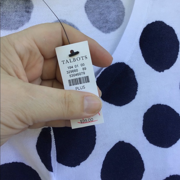 Talbots | Sweaters | Nwt Talbots White Fun Navy Dots Charming Cardigan ...
